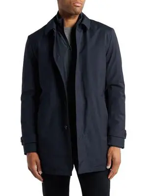 Nordstrom Mac Wool Raincoat - Navy