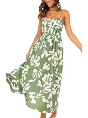 PETAL & PUP Payton Print Maxi Dress - Khaki