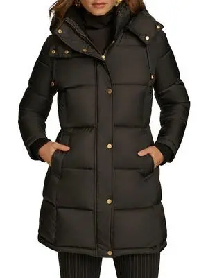 Donna Karan New York Hooded Puffer Jacket - Black
