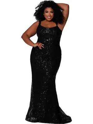 SYDNEY'S CLOSET Sydney's Closet Plus Size Sequin Mermaid Evening Gown Black