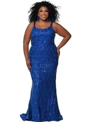 SYDNEY'S CLOSET Sydney's Closet Plus Size Sequin Mermaid Evening Gown Royal