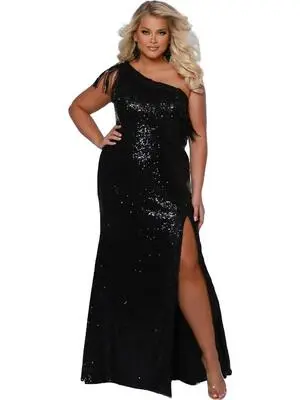 SYDNEY'S CLOSET Fitted Sequin Maxi Formal Dress - Black/black