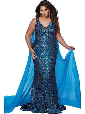 SYDNEY'S CLOSET Sequin Mermaid Gown - Fuchsia Sky