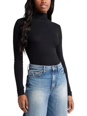 Bp. Turtleneck Ribbed Top - Black
