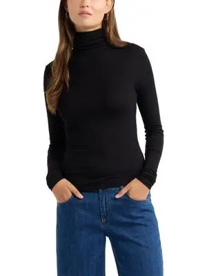Bp. BP. Turtleneck Ribbed Top Black