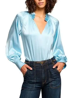 Ramy Brook Gayle Stretch Silk Shirt - Dream Blue