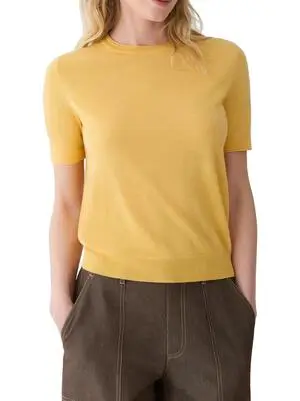 Lafayette 148 New York Short Sleeve Cashmere Crewneck Sweater - Daisy