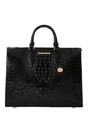 Brahmin Croc Embossed Leather Tote - Black