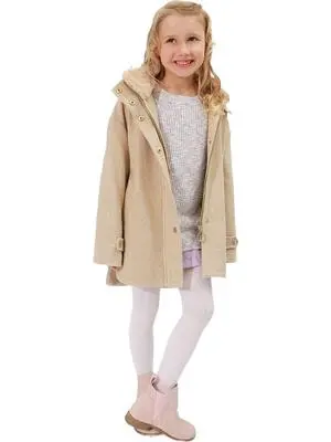 BELLE & BLOOM Detachable Hooded Coat - Pale Oat