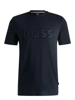 BOSS Logo-patch Cotton T-shirt - Blue