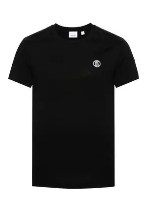 Burberry Logo-embroidered Cotton T-shirt - Black