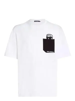 Karl Lagerfeld Ikon Peek-a-boo Pocket Relaxed T-shirt - White