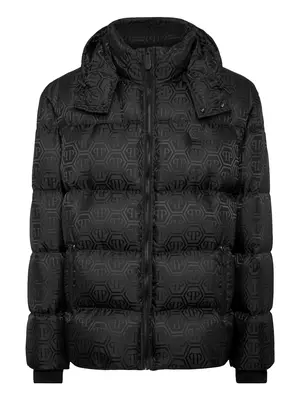 Philipp Plein Monogram-jacquard Padded Jacket - Black