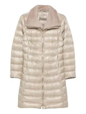 Herno Down-feather Quilted Coat With Detachable Faux Fur Collar - Neutrals