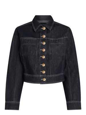 Karl Lagerfeld Cropped Denim Jacket - Black