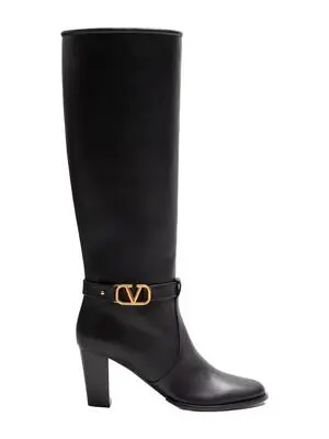 Valentino Garavani 75mm Vlogo Signature Leather Boots - Black