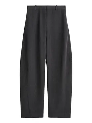 Cos Wool-Blend Barrel-Leg Trousers Gray