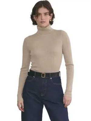 Everlane Lurex Merino Turtleneck Sweater Gold