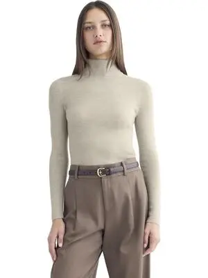 Everlane Turtleneck Sweater, Ultrasoft Merino - Heather Oatmeal