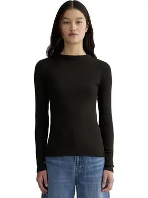 Everlane Luxe Rib Funnel-neck T-shirt - Black