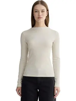 Everlane Luxe Rib Funnel-neck T-shirt - Heathered Oat