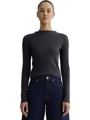Everlane Luxe Rib Funnel-Neck T-Shirt Navy