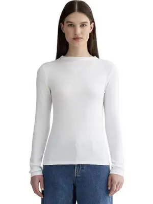Everlane Luxe Rib Funnel-neck T-shirt - White