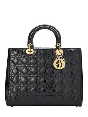 DIOR Lady Dior Large Cannage Quilted Patent Leather Bag