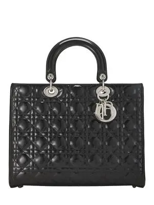 DIOR Cannage Quilted Patent Leather Lady Dior Large