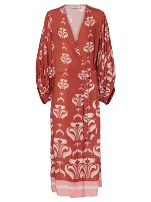 ADRIANA DEGREAS Printed Viscose Caftan - Red