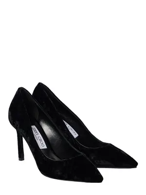 JIMMY CHOO Romy 85 Velvet Pumps - Black