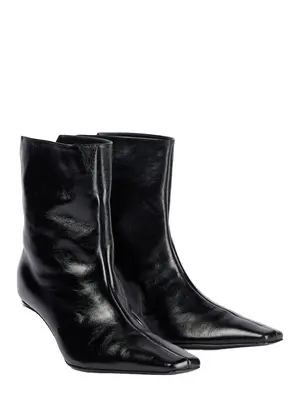 Khaite Ona 55 Leather Ankle Boots - Black