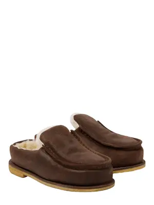 JW Anderson Shearling-lined Suede Mules - Brown