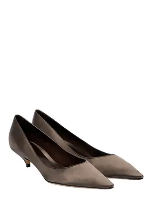 THE ROW Liisa Satin Pumps - Brown
