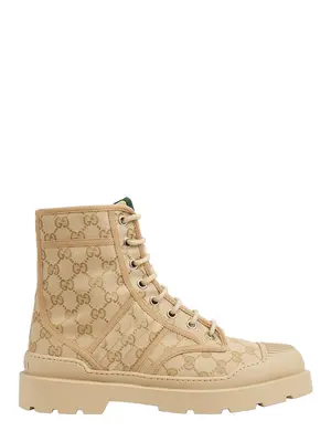 Gucci Gg Canvas Lug-sole Boot - Beige
