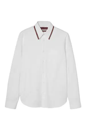 Gucci Oxford Cotton Shirt With Web - White