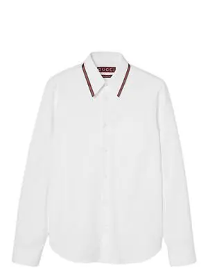 Gucci Oxford Cotton Shirt With Web - White