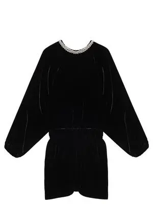 Isabel Marant Beniga Gathered Velvet Dress - Black