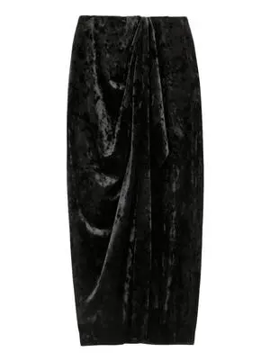 MARANT ETOILE Alyssa Draped Velvet Skirt - Black