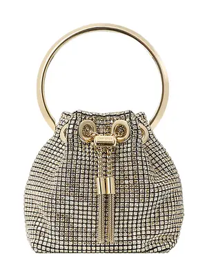 JIMMY CHOO Bon Bon Micro Crystal-embellished Mesh Top-handle Bag - Champagne/light Gold