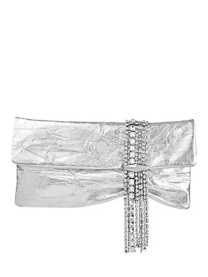 JIMMY CHOO Zandra Crystal-embellished Clutch - Silver/silver
