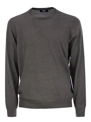 Fedeli Virgin Wool Crew-neck Sweater - Black