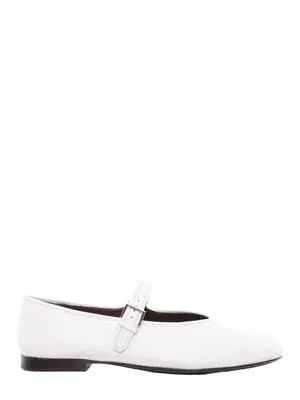 THE ROW Boheme Leather Mary Jane Flats - White