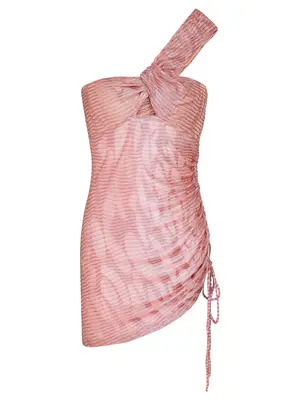Missoni Mare One-shoulder Metallic Crochet-knit Mini Dress - Baby Pink