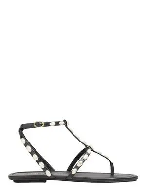 STUART WEITZMAN Pearlita 45 Faux Pearl-embellished Leather Sandals - Black