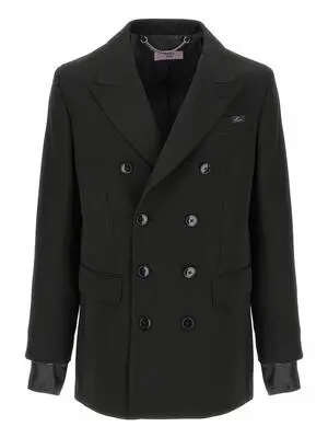 Martine Rose Striped Double-breasted Blazer - Black