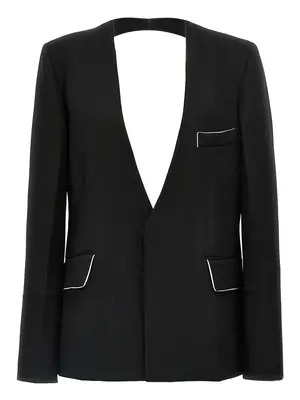 Victoria Beckham Shrunken Collarless Open-back Blazer - Black