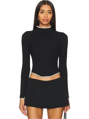 Heartloom Vika Ribbed Mock Neck Long Sleeve Top - Black