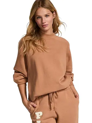 Pink Campus Fleece™ Mock-neck Sweatshirt - Beige