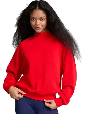 Pink Campus Fleece™ Mock-neck Sweatshirt Red